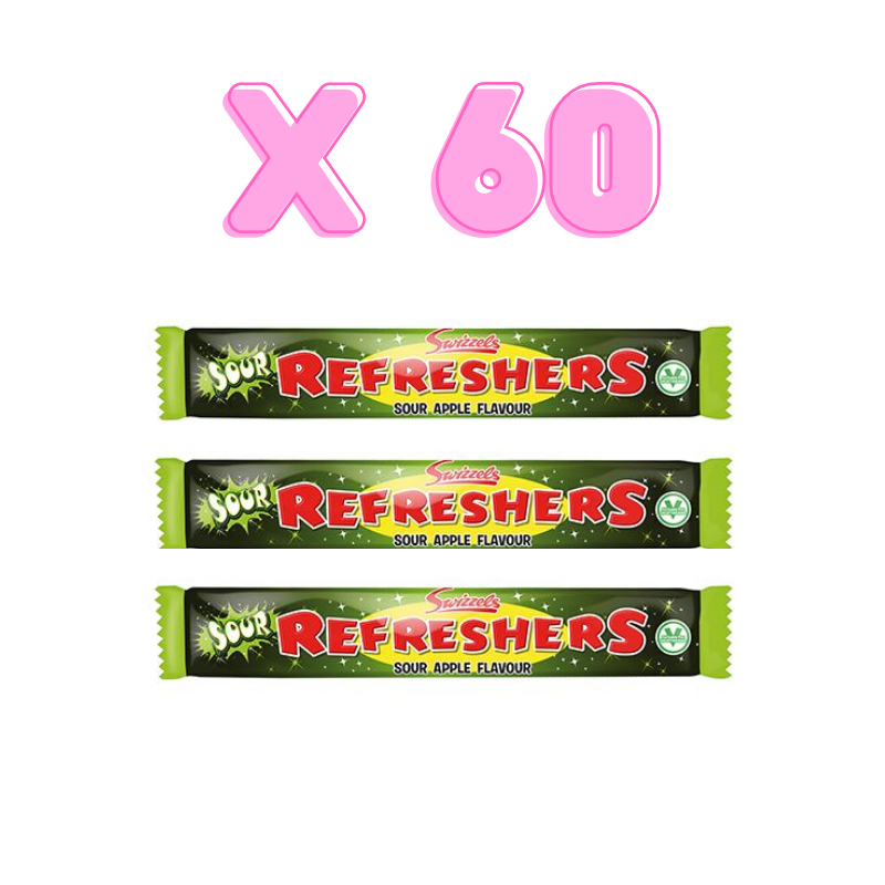 Buzz Sweets Sour Apple Refresher Bar : 60Pcs | UK Fast Free Shipping