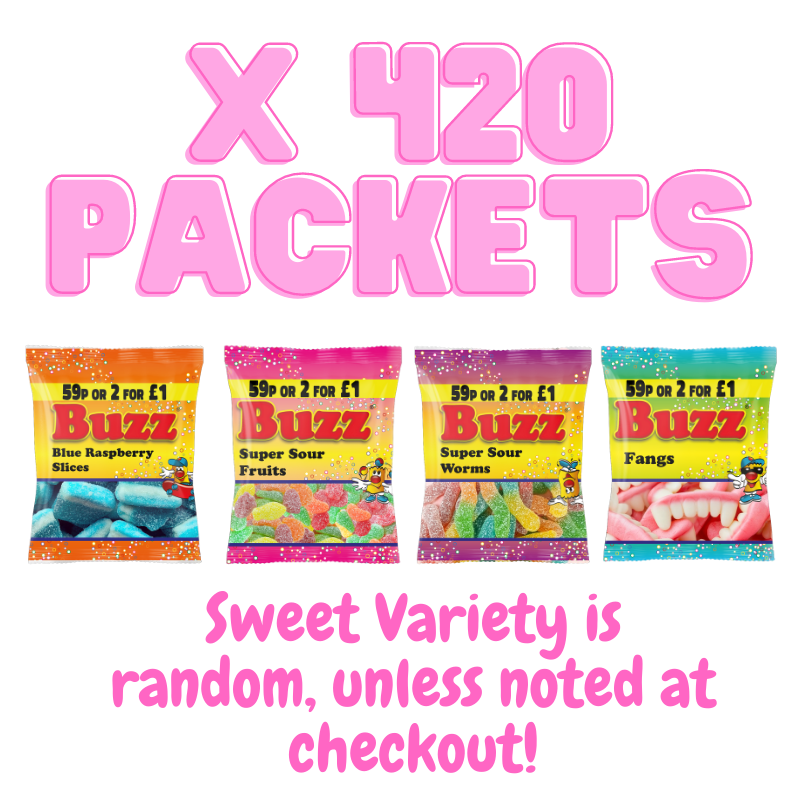 Buzz Sweets Sour Blue Raspberry Lollies :150Pcs| UK Fast Free Shipping